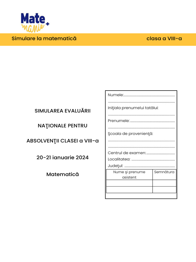 Mate - Info.Ro.5646 Simulare Mate Manie (20-21 Ianuarie 2024) | PDF