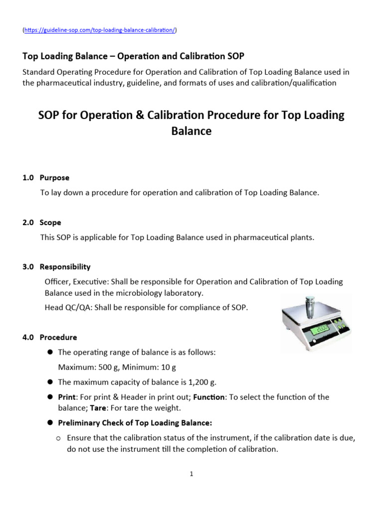 Top Loading Balance Calibration SOP | PDF | Standard Deviation ...