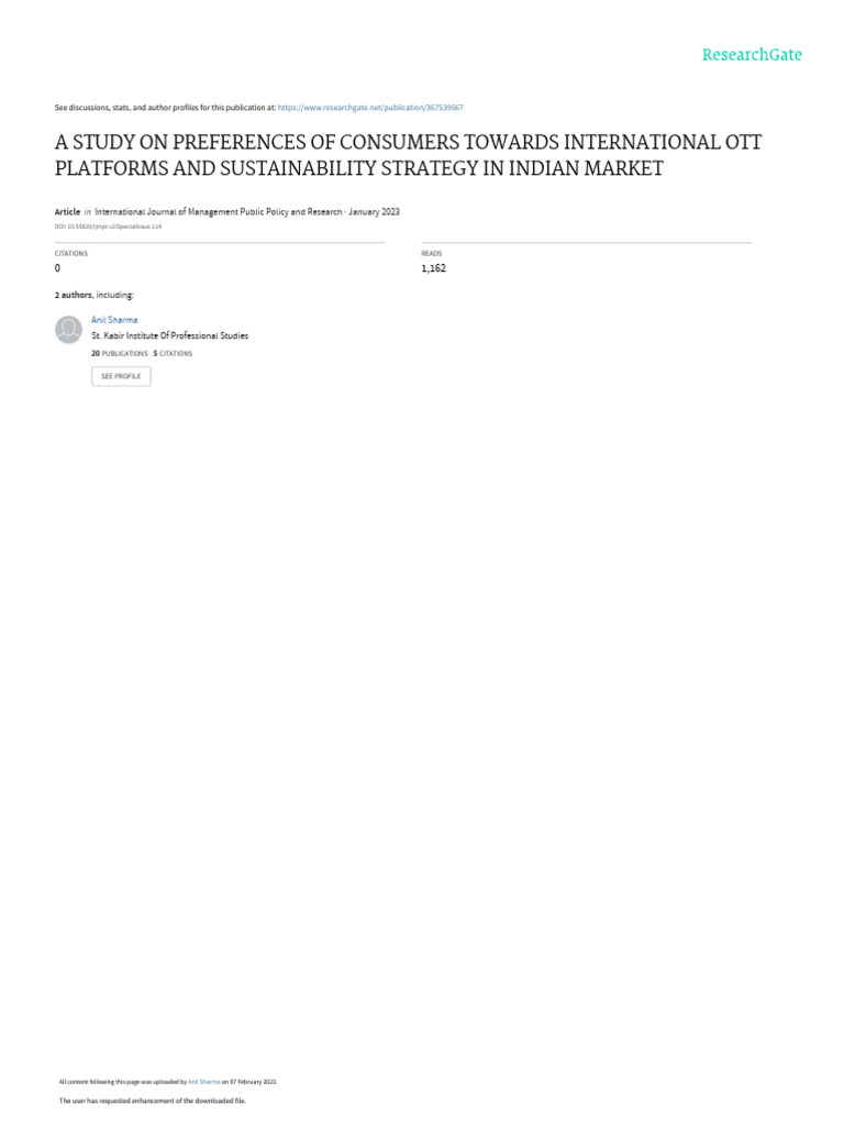 Consumer Preferences for OTT in India | PDF | Streaming Media | Netflix