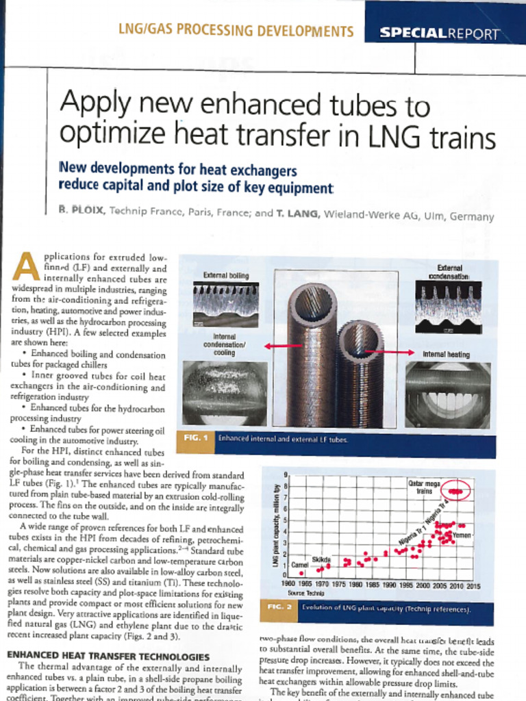 Apply New Enhanced Tubes To Optimize Heat Transfer in LNG Trains | PDF
