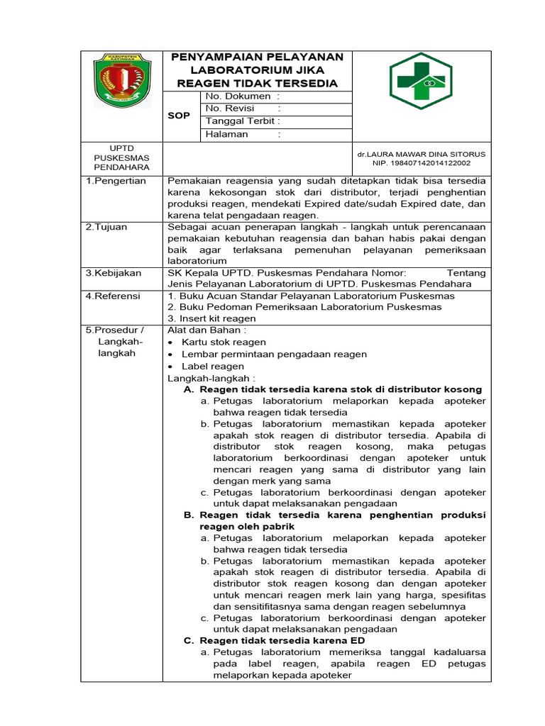 Prosedur Pengadaan Reagen Laboratorium | PDF