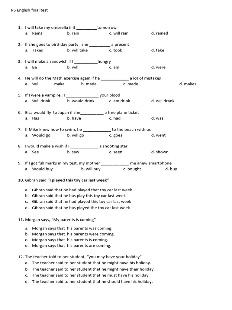 English Final Test | PDF