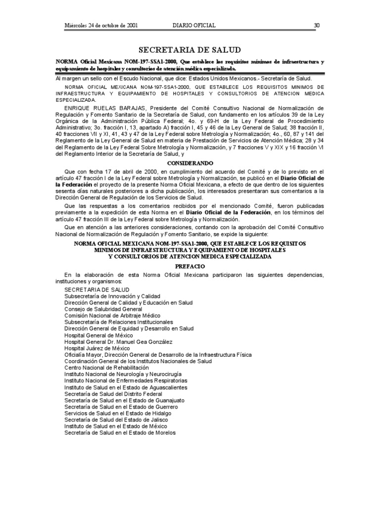 NOM-197-SSA1-2000 | Hospital | Enfermería