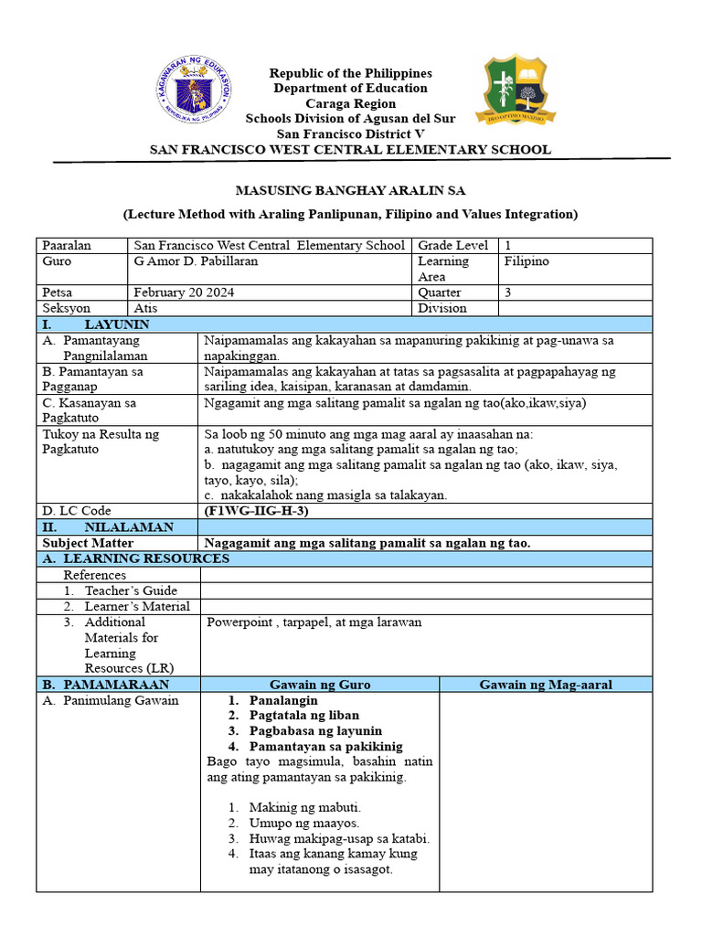 Nagagamit Ang Mga Salitang Pamalit Sa Ngalan NG Tao. | PDF