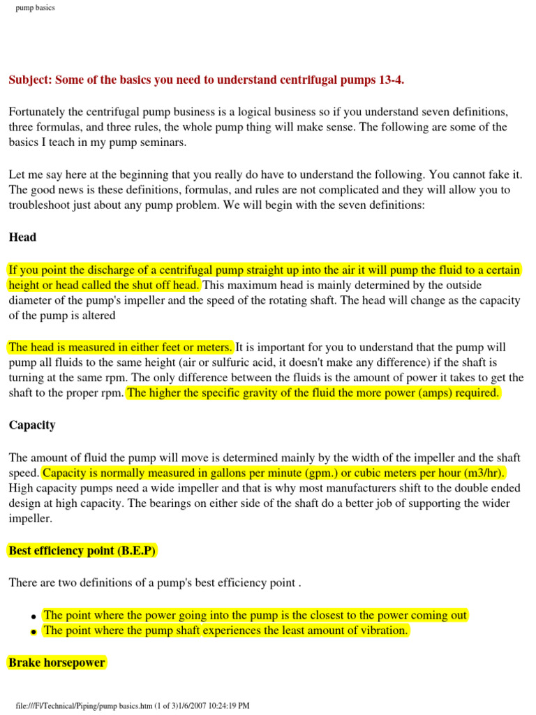 Pump Basics | PDF | Pump | Force