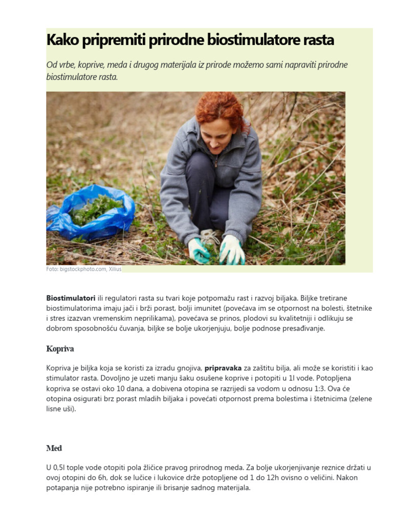 Kako Pripremiti Prirodne Biostimulatore Rasta | PDF
