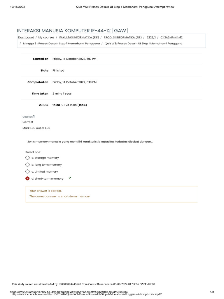 Quiz W3 Proses Desain UI Step 1 Memahami Pengguna Attempt Review PDF ...