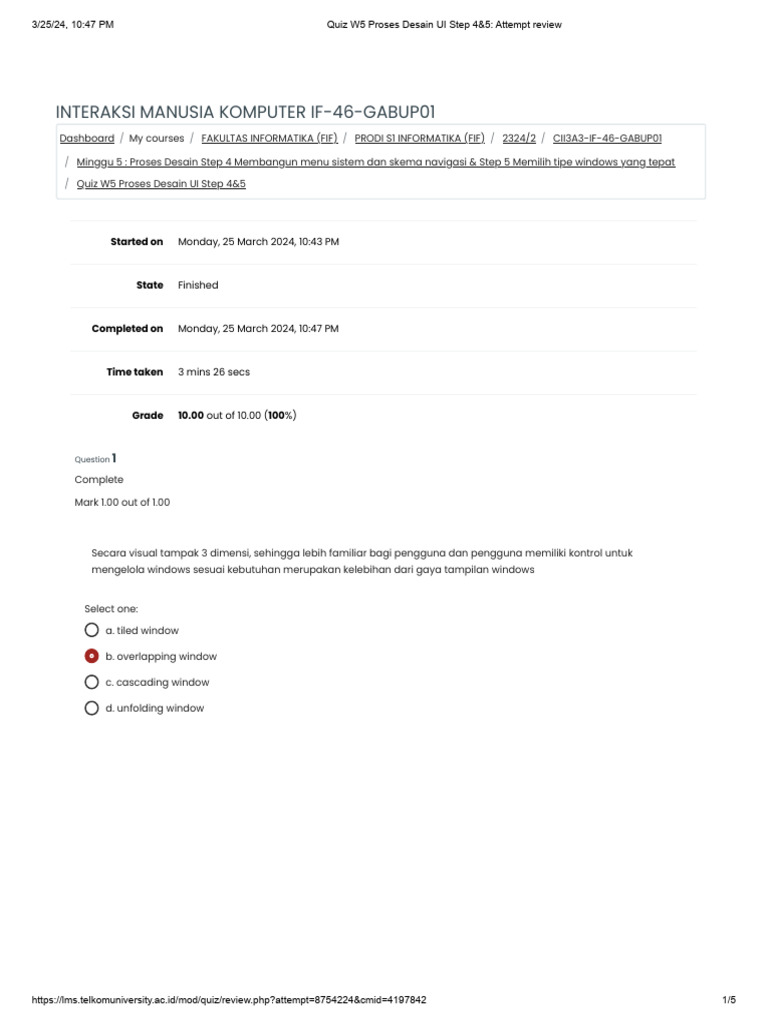 Quiz W5 Proses Desain UI Step 45 Attempt Review | PDF | Komputer ...