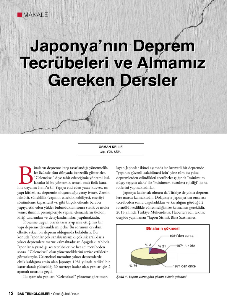 Japonya'nın Deprem Tecrübeleri Ve Almamız Gereken Dersler | PDF