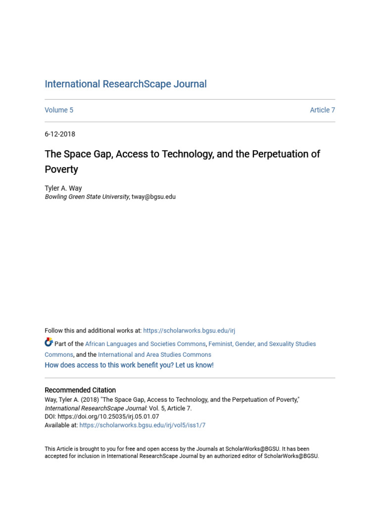 The Space Gap Access to Technology and the Perpetuation of Pove | PDF | Poverty & Homelessness ...