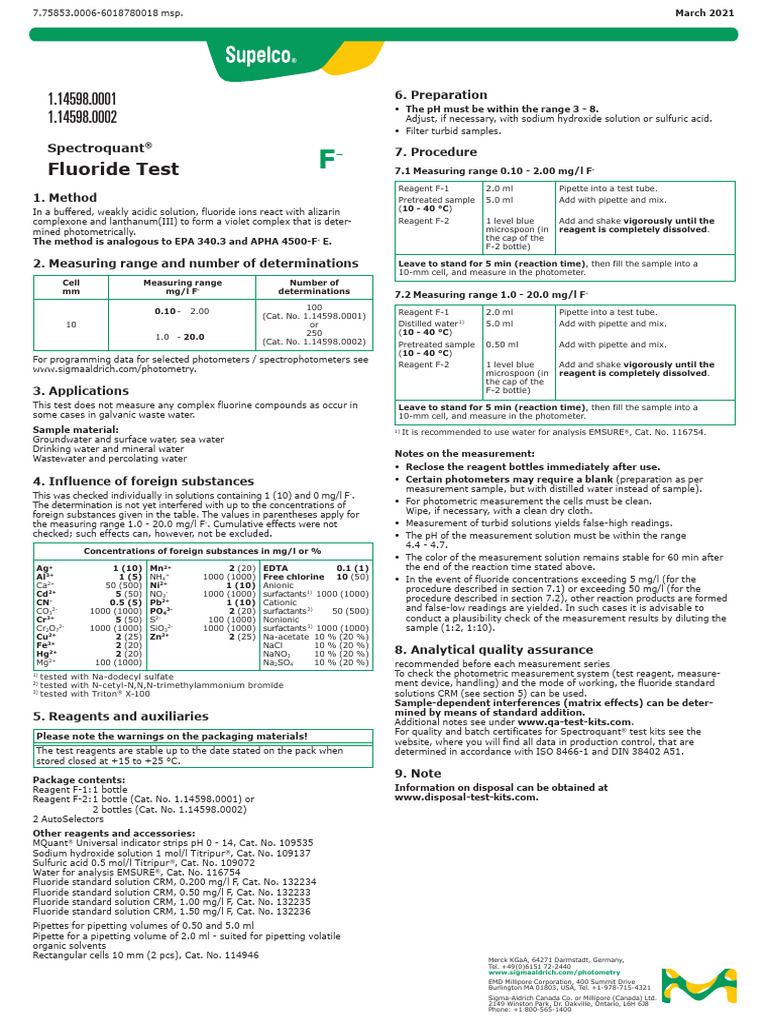 Certificate Fluoride Test | PDF