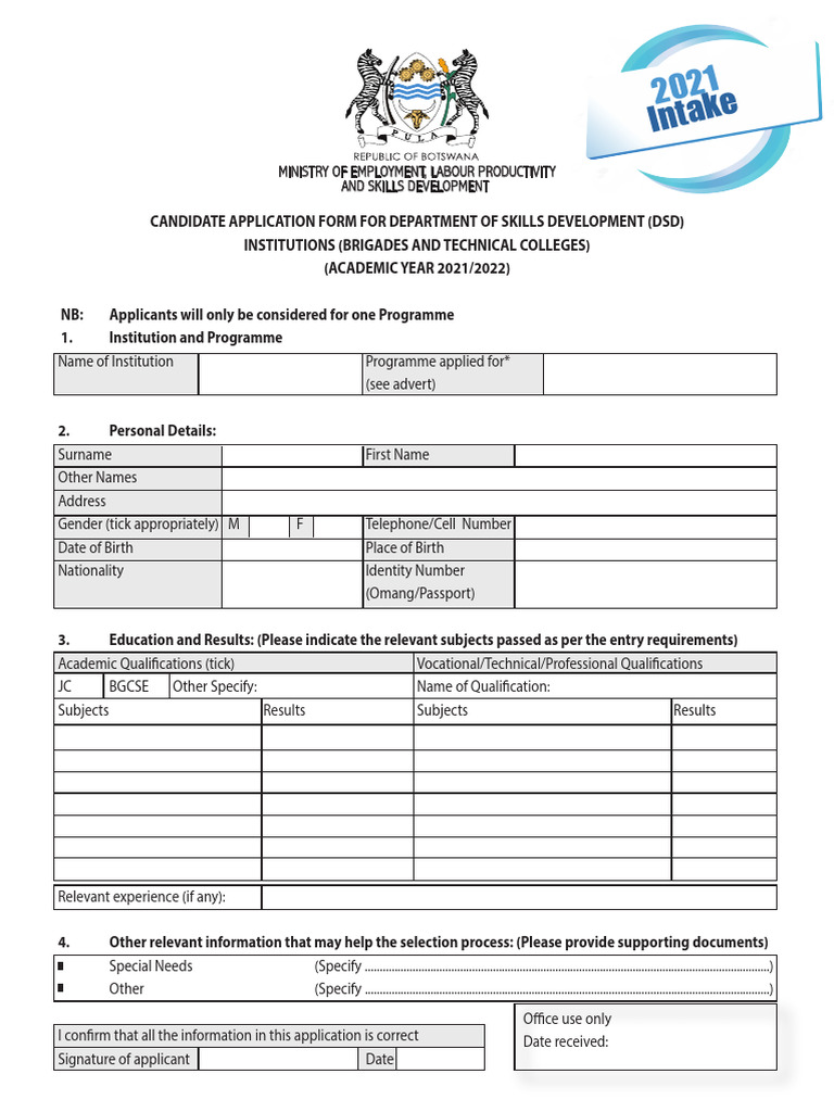 DSD Application Form | PDF