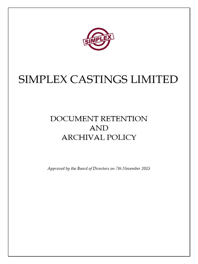 Document Retention and Archival Policy | PDF | Finance & Money Management