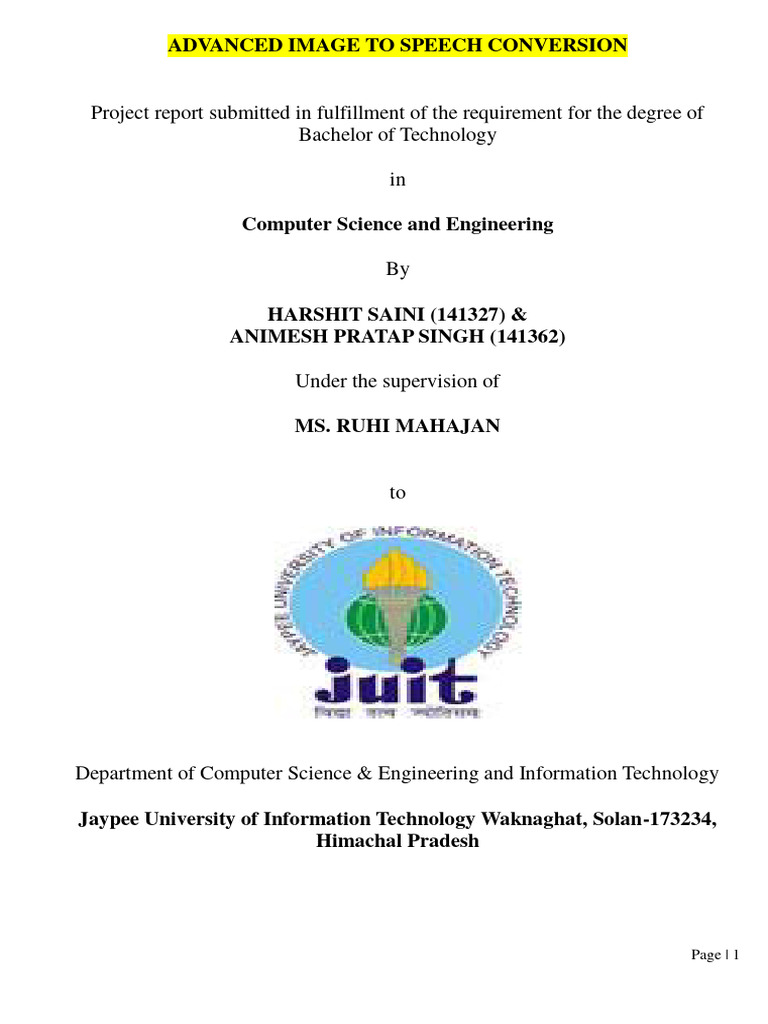 Advanced Image to Speech Project Report | PDF | Speech Synthesis ...