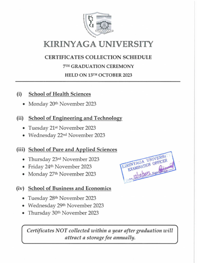 Certificates Collection Schedule - 2023 | PDF