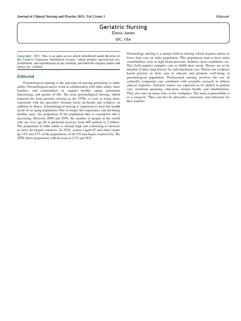 Geriatric Nursing | PDF | Gerontological Nursing | Health Care
