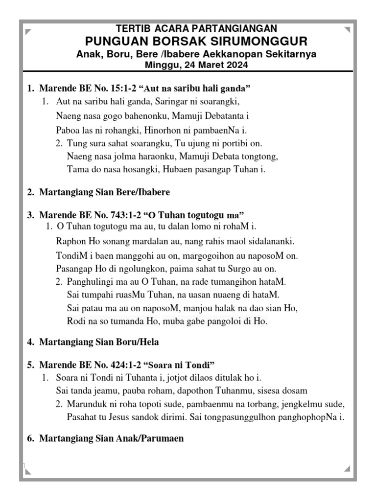 TERTIB ACARA Partangiangan Borsak CTK | PDF