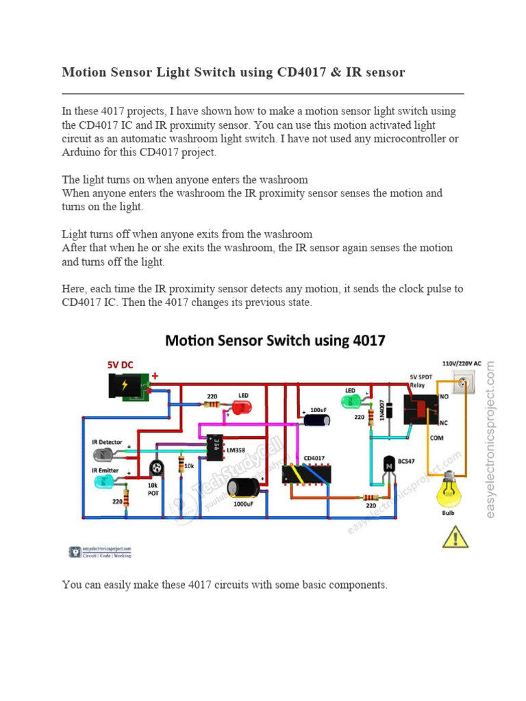 Motion Sensor Light Switch Using CD4017 | PDF | Printed Circuit Board ...