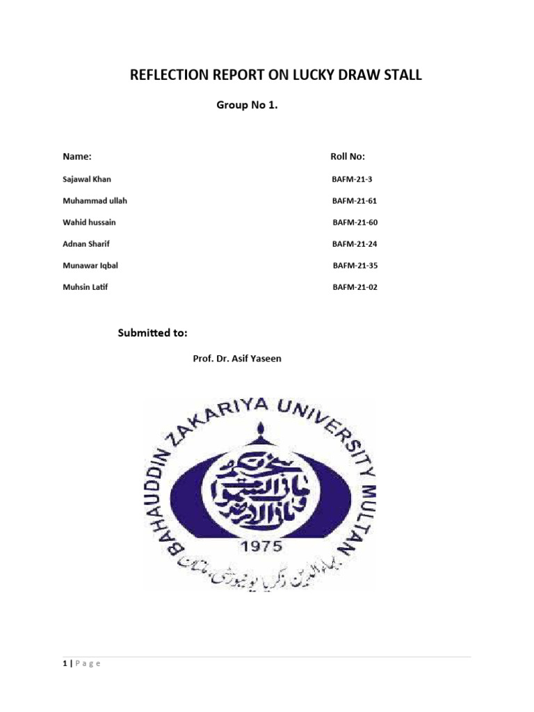 Lucky Draw Stall Reflection Report | PDF | Business