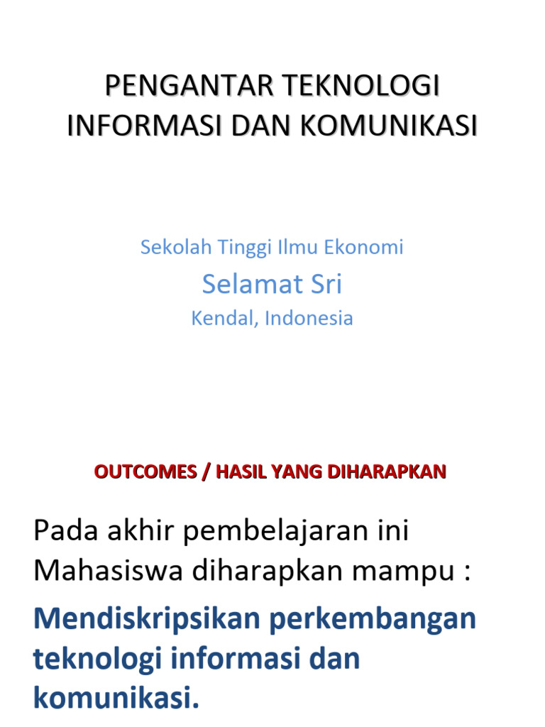 Pengantar Teknologi Informasi dan Komunikasi | PDF