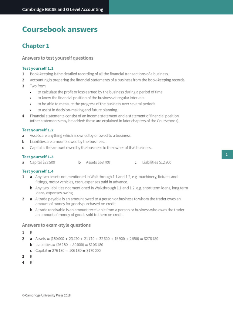 Answers-Accounting CB 2nd Ed Cambridge | PDF | Debits And Credits ...