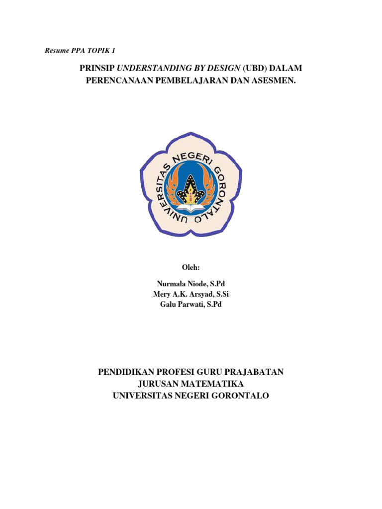 Resume Prinsip Understanding by Design (Ubd) TP 1 | PDF