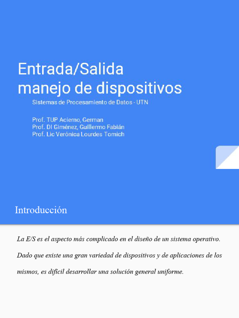FINAL N 10 - Dispositivos de Entrada-Salida | PDF | De entrada y salida | Hardware de la computadora