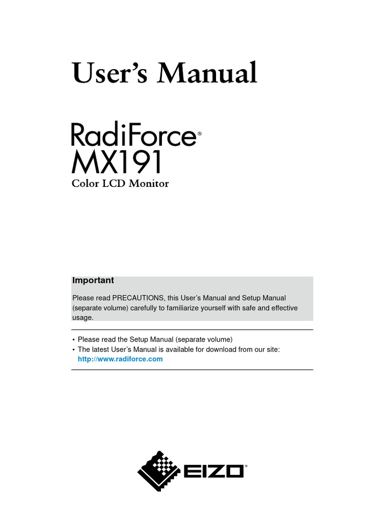 Radiforce Monitor Manual | PDF | Computer Monitor | Contrast (Vision)