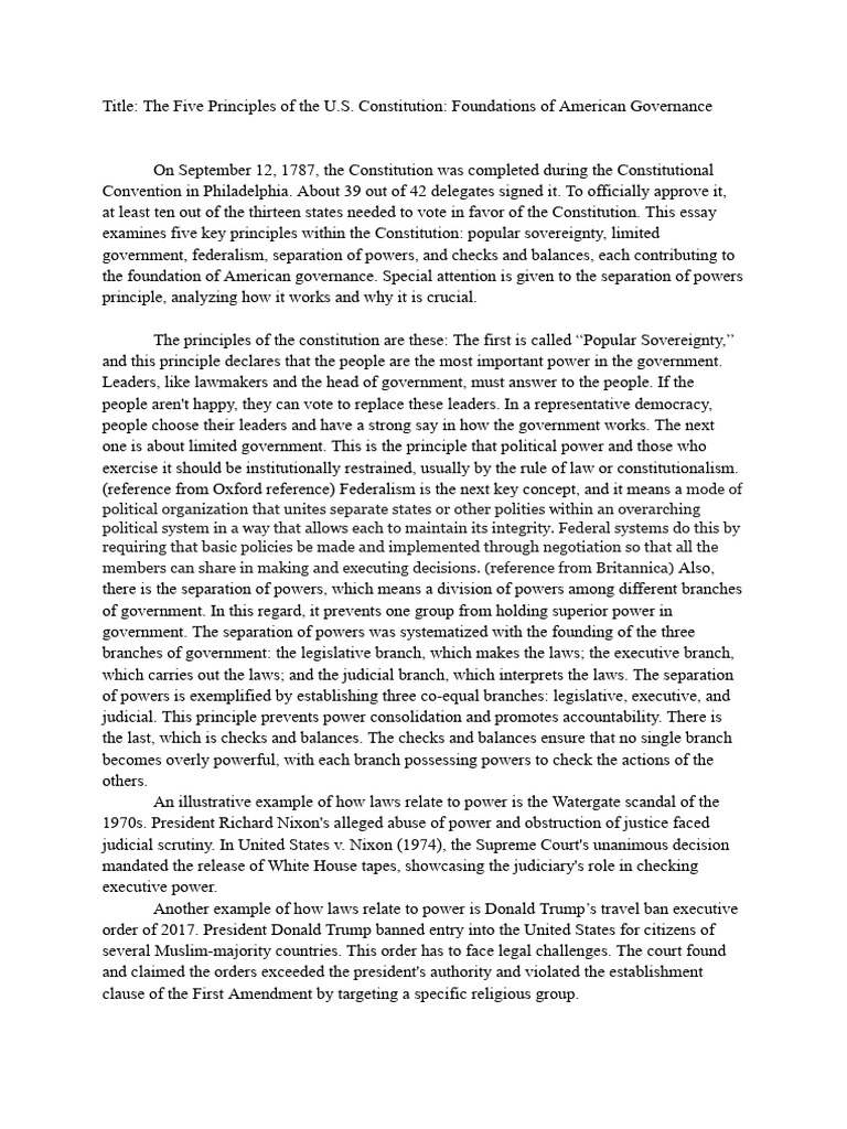 Excel Essay Copy of Title - The Five Principles of The U | PDF ...