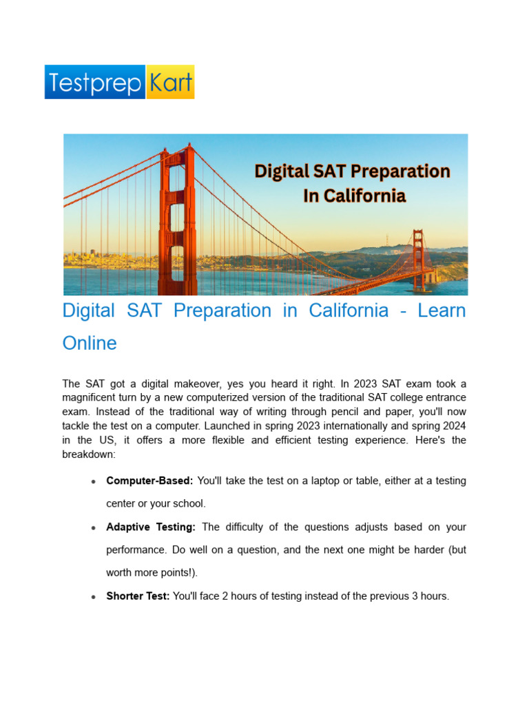 Digital SAT Prep in California | PDF | Sat | Psat/Nmsqt