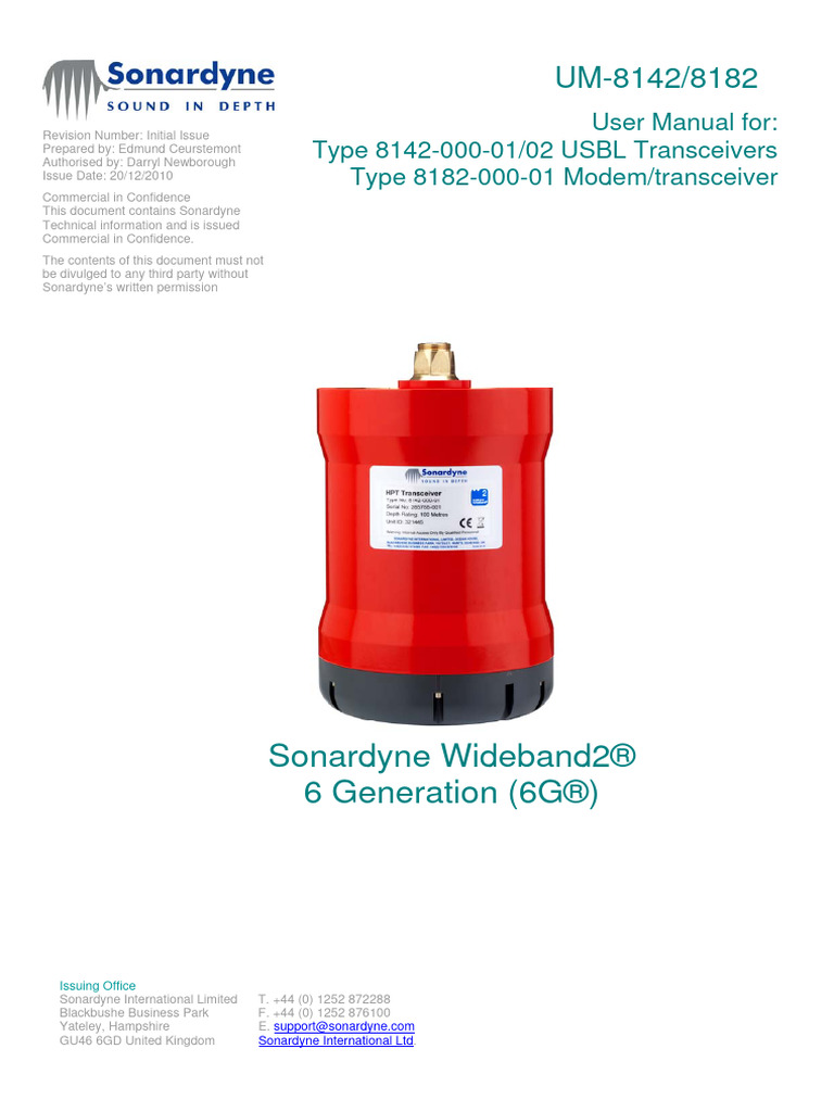 UM-8142 USBL Transceivers Issue A1 | PDF | Telemetry | Compass