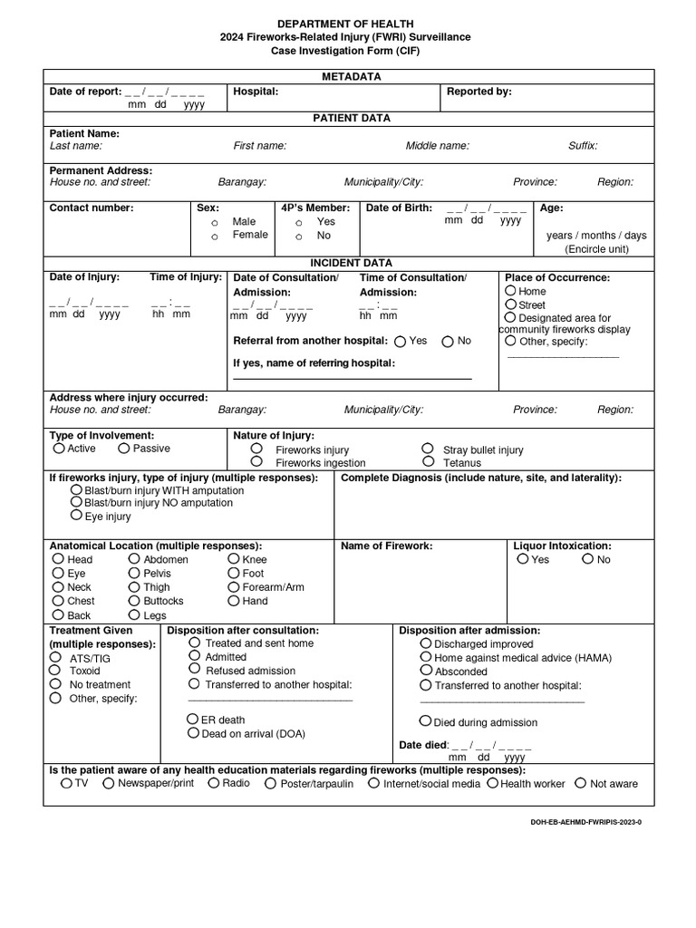 fwri_cif_form | PDF | Patient | Hospital