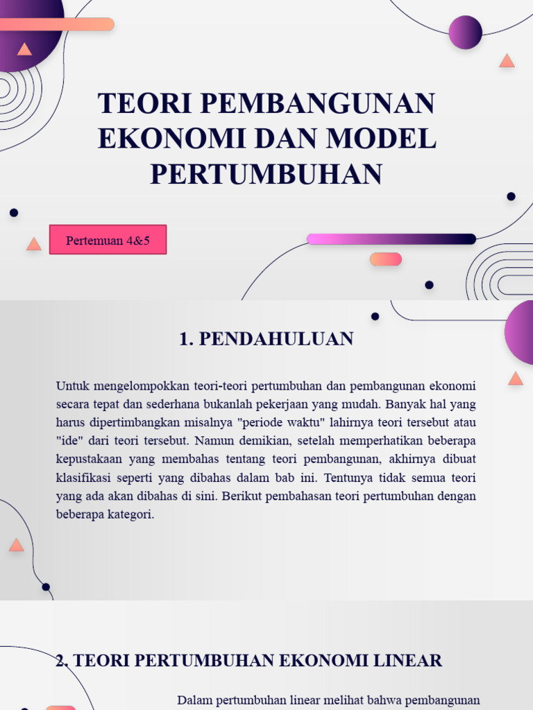 Pertemuan 4 Dan 5 Teori Pembangunan Ekonomi Dan Model Pertumbuhan Pdf