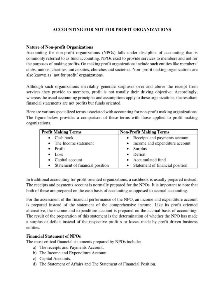 Accounting for Non-Profit Organizations | PDF | Expense | Nonprofit ...