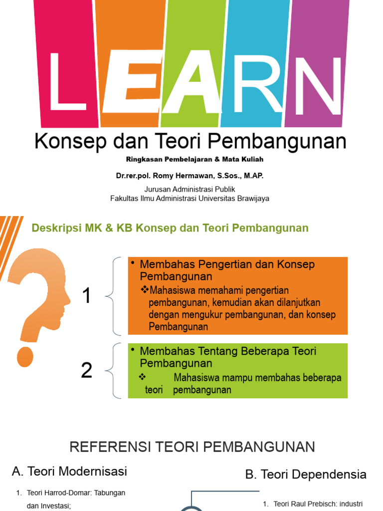 MK Teori Dan Konsep Pembangunan - DR - Rer.pol Romy Hermawan | PDF