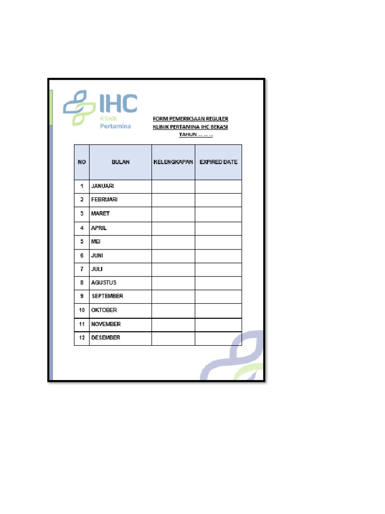 Form Checklist Bulanan | PDF