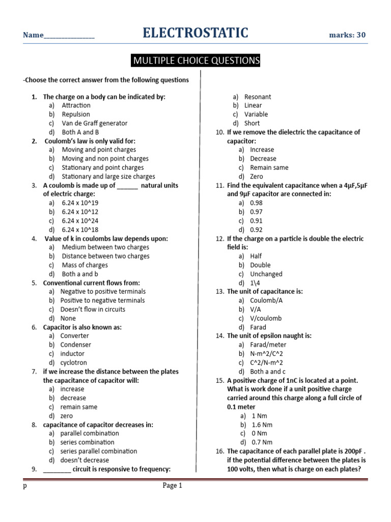 ELECTROSTATIC | PDF