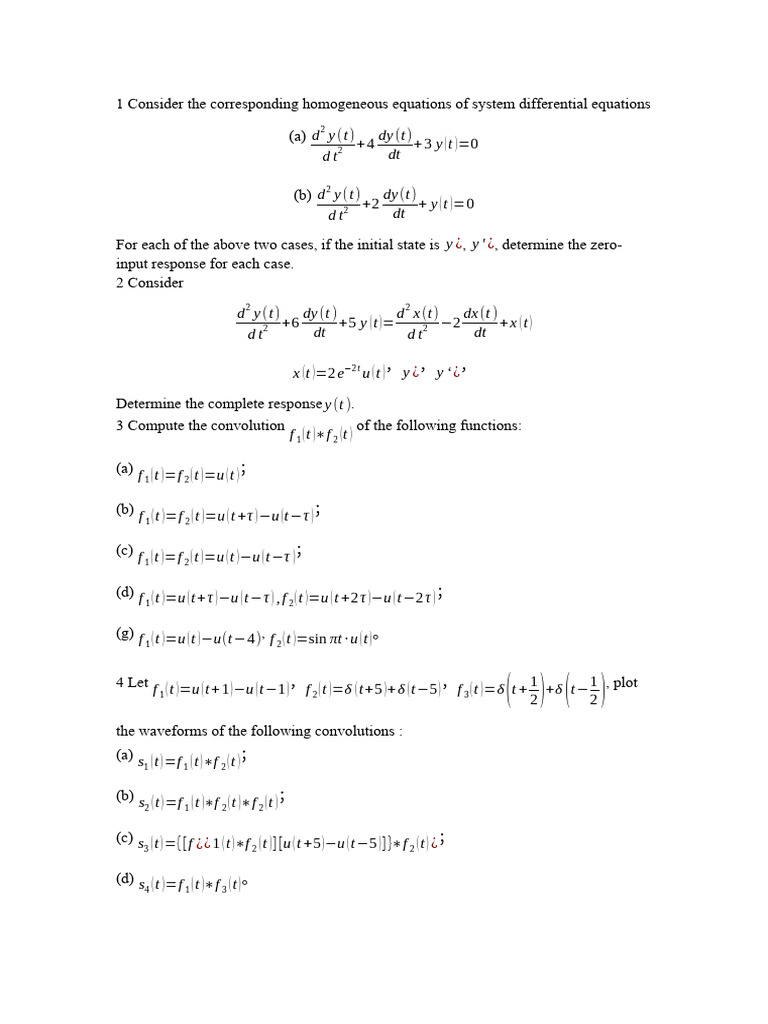 Differential Equations & Convolution Analysis | PDF | Mathematical Physics | Electronics