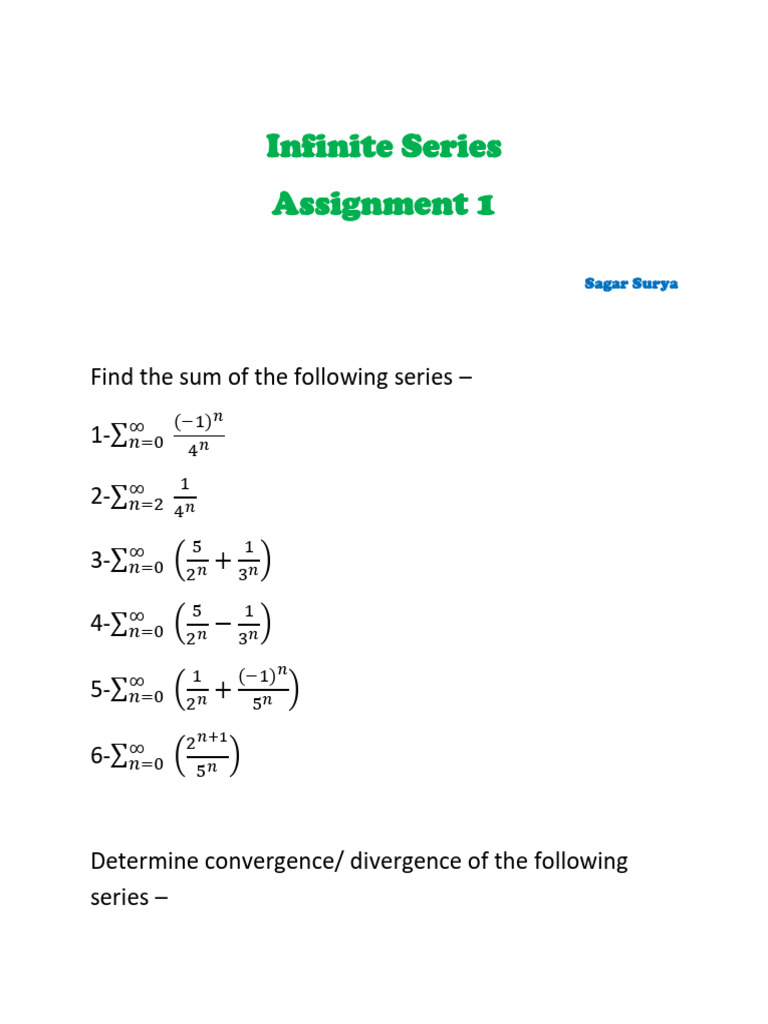 Series Assignment | PDF | Power Series | Mathematical Concepts