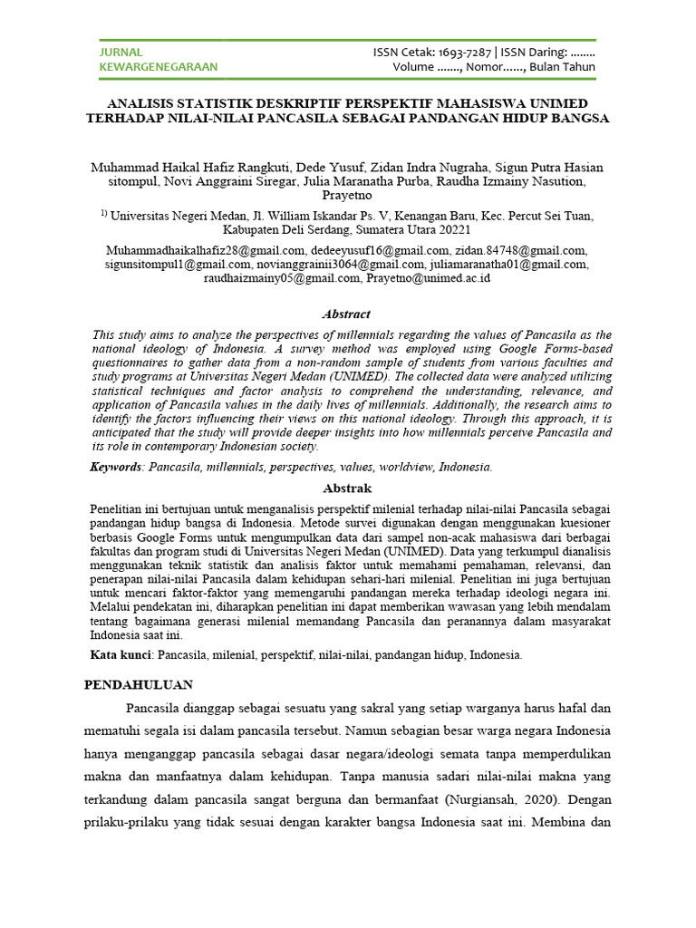 Analisis Statistik Deskriptif Perspektif Mahasiswa Unimed Terhadap ...