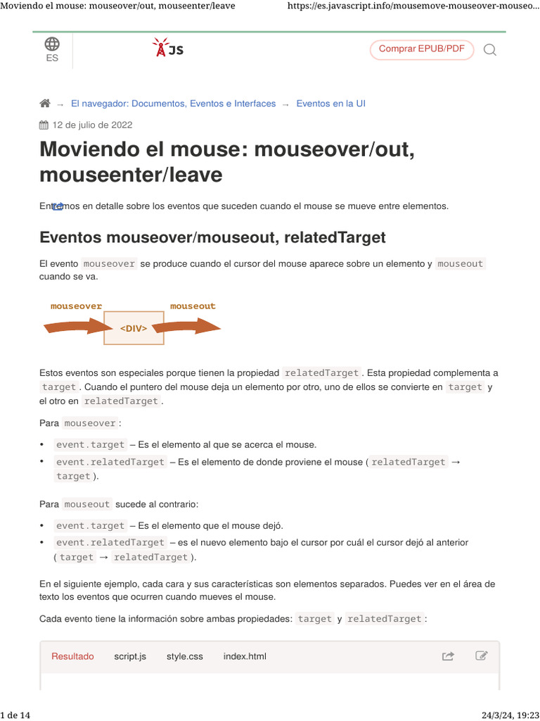 Moviendo el mouse mouseover_out, mouseenter_leave | PDF | Desarrollo ...