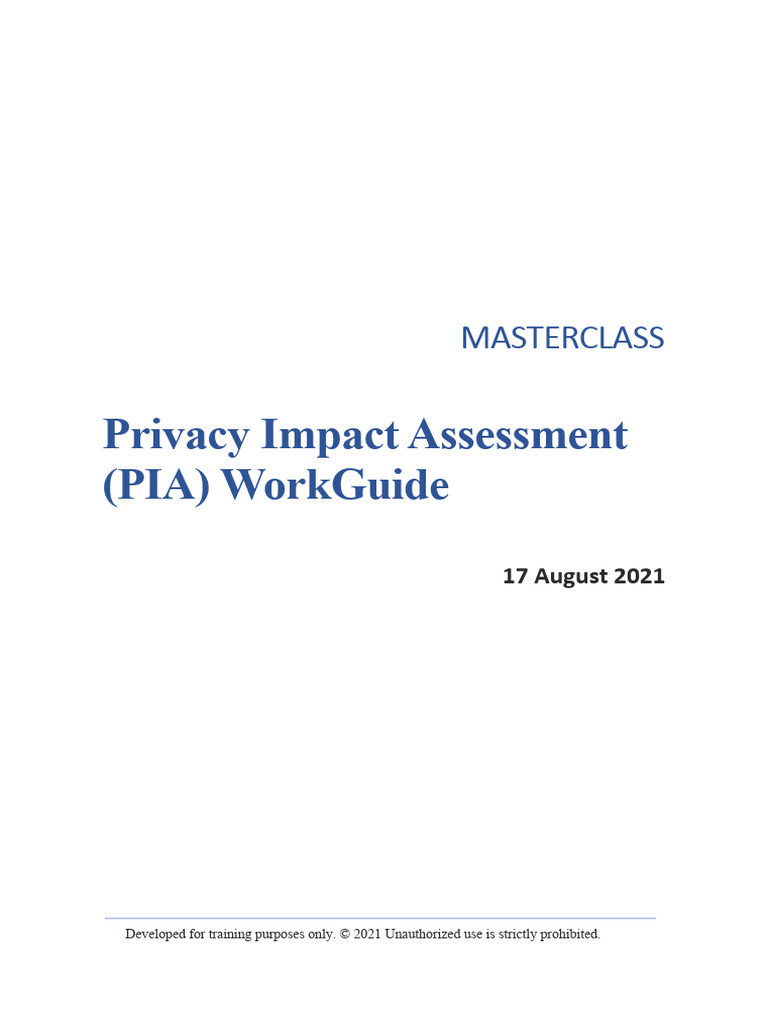 01a Masterclass PIA WorkGuide Ver07 17aug2021 | PDF | Information ...