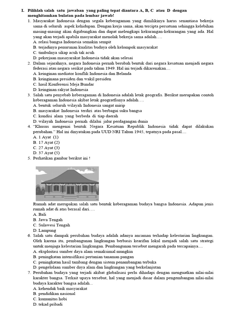 Soal Asesmen Tengah Semester (ASTS) Semsetar GENAP Mapel PKN Kelas 7 Kurikulum Merdeka | PDF