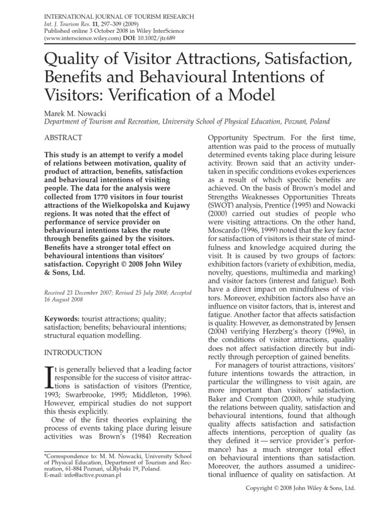 Quality of Visitor Attractions Satisfact | PDF | Factor Analysis