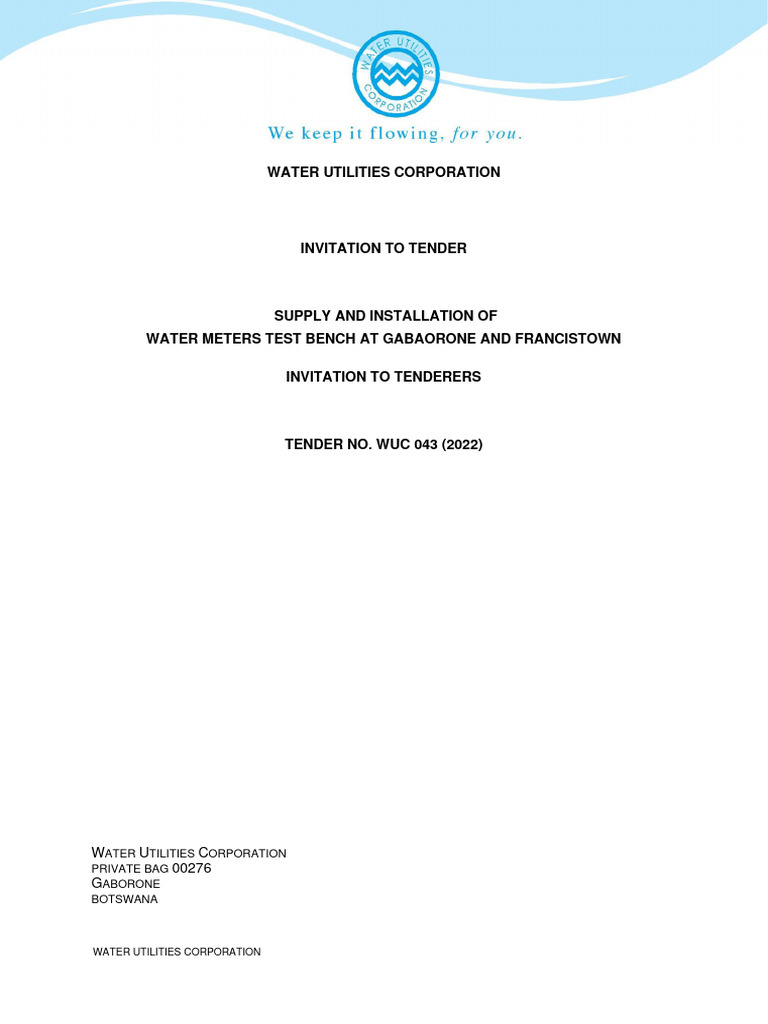 Tender for Water Meter Test Benches | PDF | Calibration | Flow Measurement