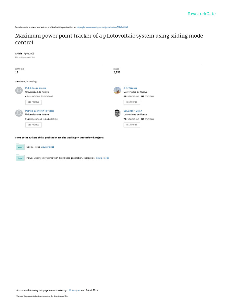Maximum Power Point Tracker of A Photovoltaic Syst | PDF | Electrical ...