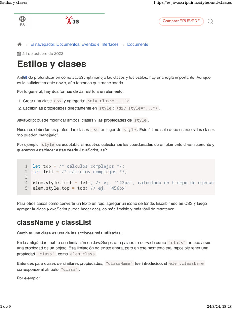 Estilos y clases | PDF | Script Java | Hipertexto