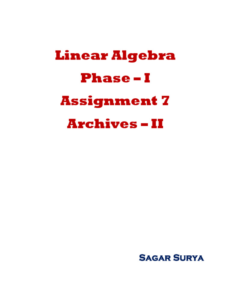Linear Algebra - Assignment 7 ( Phase 1) | PDF