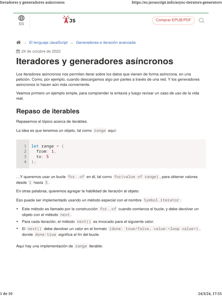 Iteradores y Generadores Asíncronos | PDF | Programación de computadoras | Informática