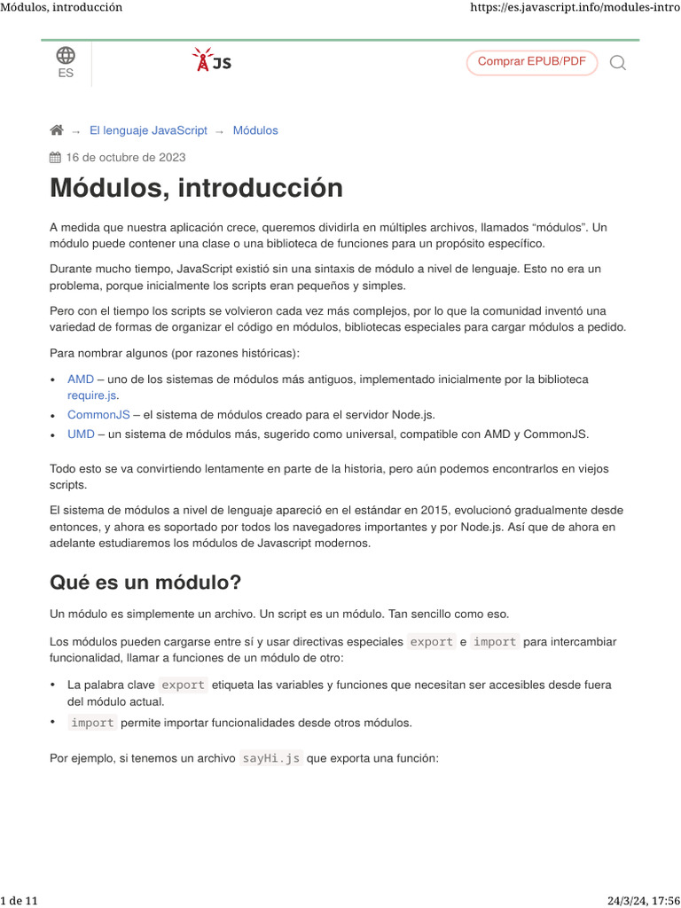 Módulos, Introducción | Descargar gratis PDF | Script Java | Servidor web